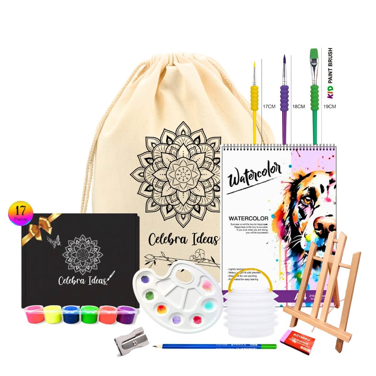 Set de arte con témperas flúor para pintar y crear