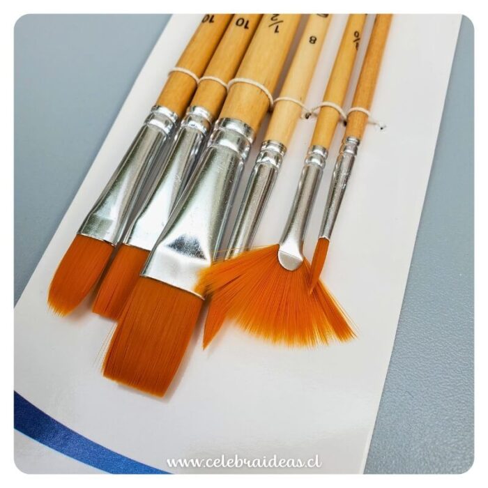 Set de Pinceles artisticos Mixtos 6 piezas. - Celebra Ideas